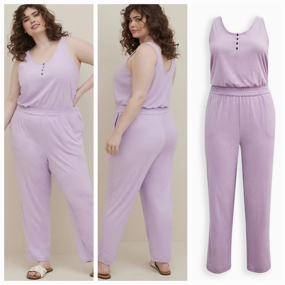 torrid | Pants & Jumpsuits | Henley Jumpsuit Cover Up Terry Lilac From ...